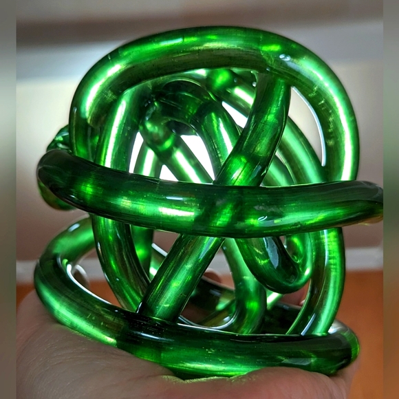Art Glass | Art | Vintage Green Art Glass Tangled Ball | Poshmark